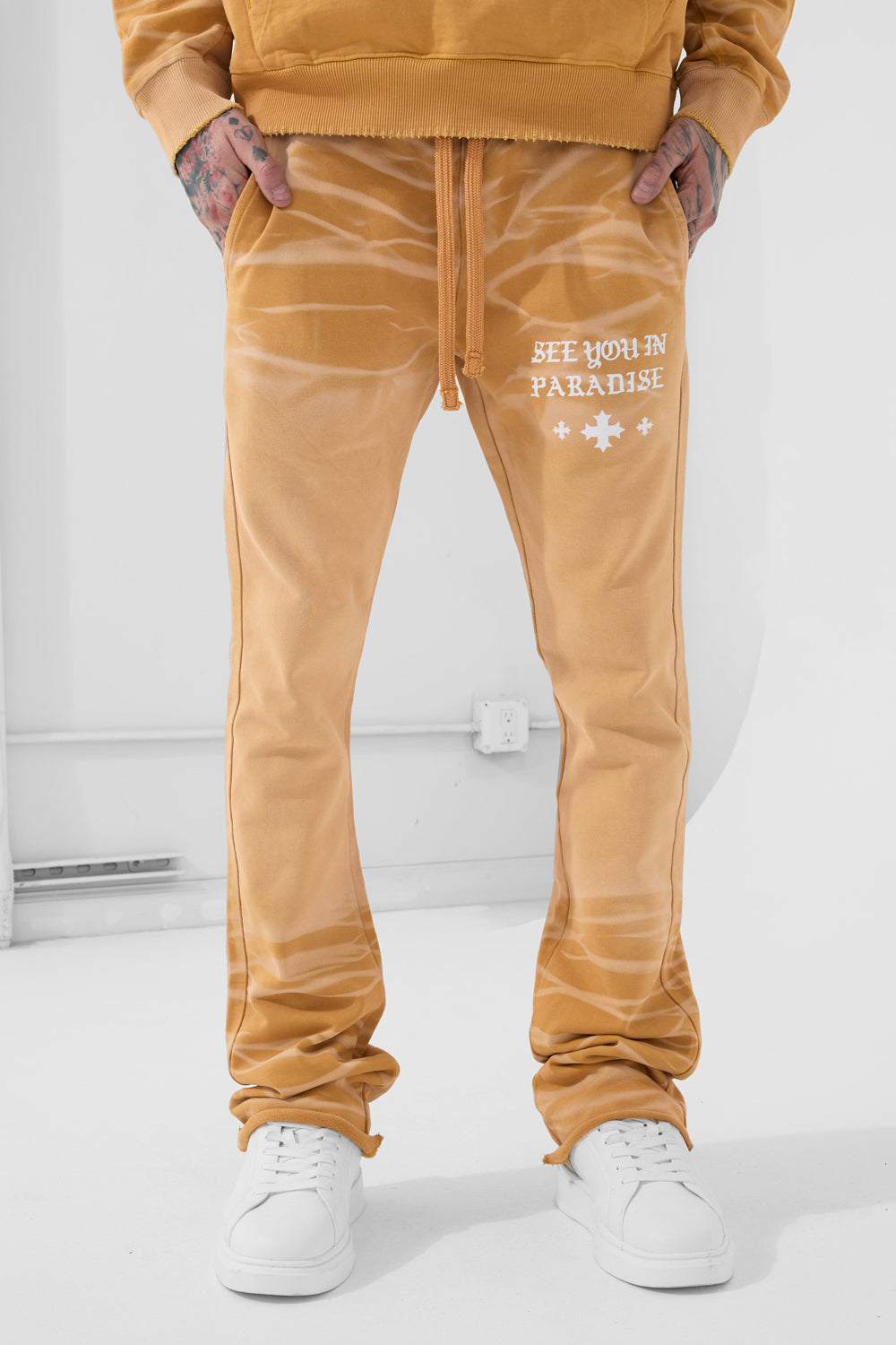 Paradise Stacked Heavyweight Sweatpants (Camel) – See You In Paradise